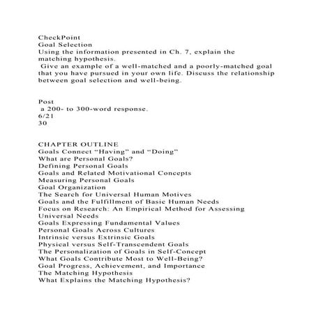 CheckPointGoal SelectionUsing the information presented in Ch. 7.docx ...