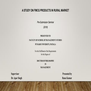 A Study on FMCG Products in Rural Market | PPTX