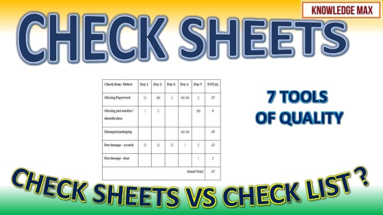 Check sheets 7 tools of quality