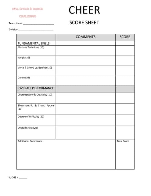 Dance score sheet | DOCX