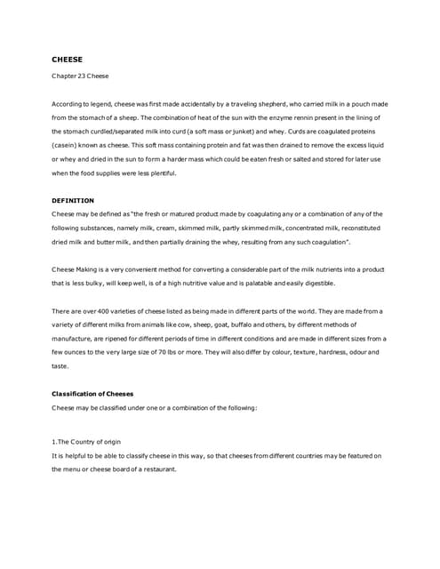 Cheese Production Process | PPTX