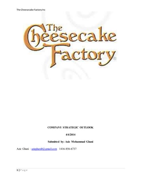 Case Study: The Cheesecake Factory | PDF