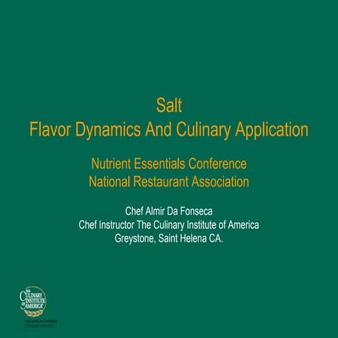 Salt : Flavor Dynamics And Culinary Application | PDF
