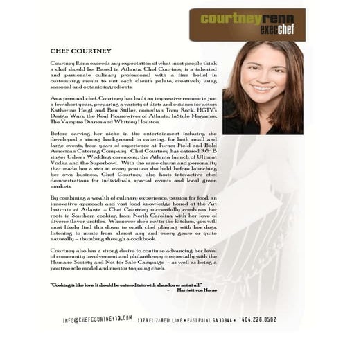 Chef Courtney Bio 2012 | PDF