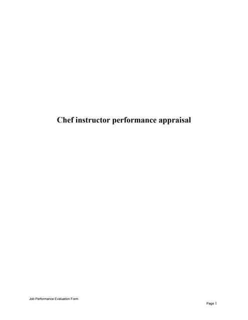 Kitchen chef performance appraisal | DOC