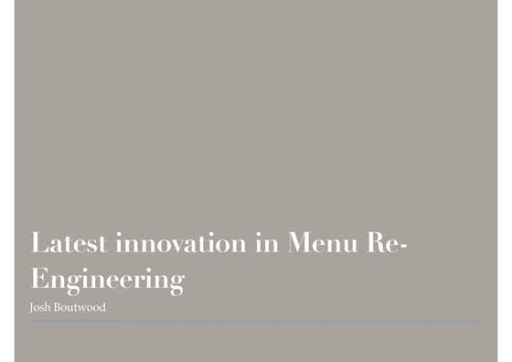 Menu-Engineering / Menu Analysis | PPT