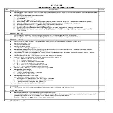 Cheklist resusitasi bayi baru lahir | DOCX