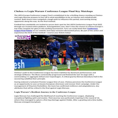 Chelsea vs Legia Warsaw Conference League Final Key Matchups.docx