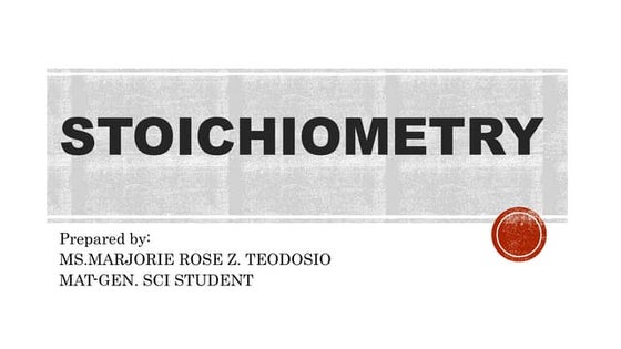 Stoichiometry Ppt