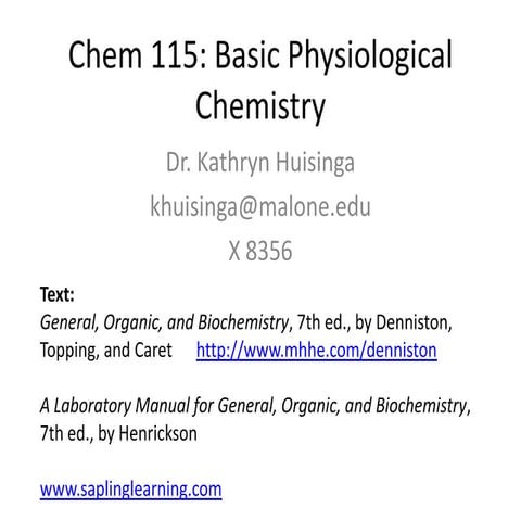 Chem115 lecture1 120109 | PPTX | Chemistry | Science