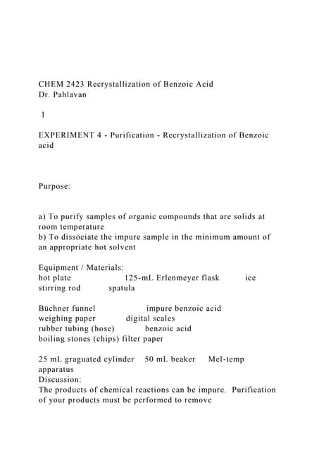Recrystallization | PPTX | Chemistry | Science