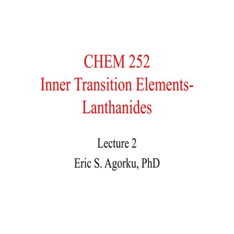 CHEM 252 Lecture 2 CHMEMISTRY INORGANIC LI | PDF