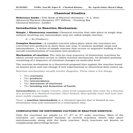 Chemical Kinetics | PDF