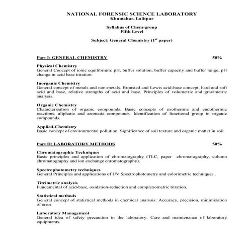Syllabus for the examination of National Forensic Science Laboratory ...