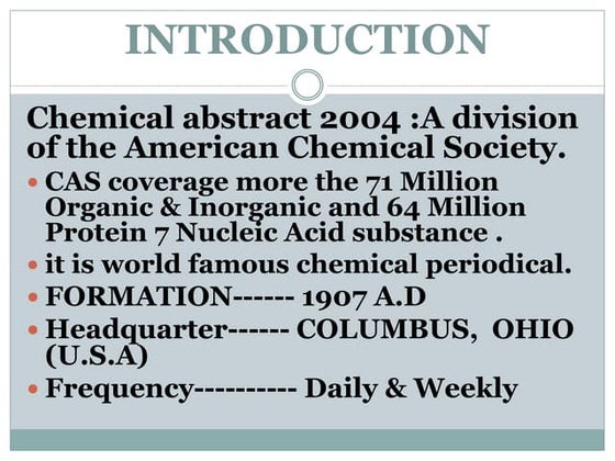 Chemical abstract | PPT | Chemistry | Science
