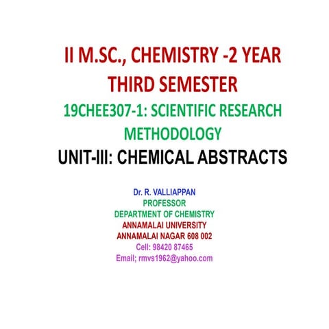 Chemical abstracts ii | PPTX