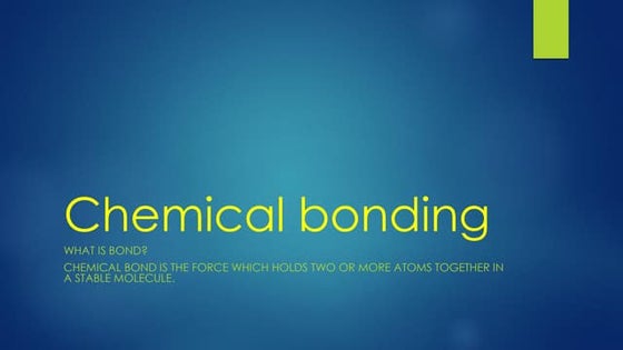 chemical bonds | PPT