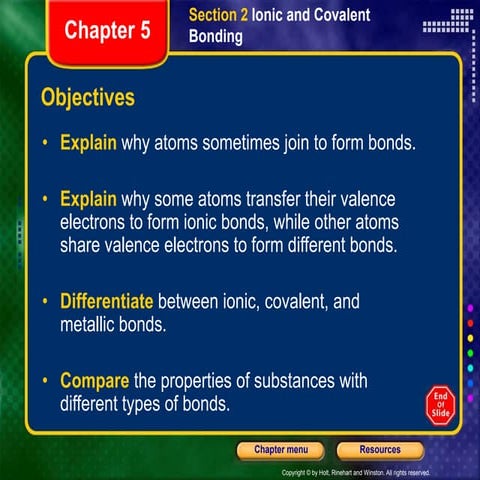 Chemical bonds are forces that hold atoms | PPT