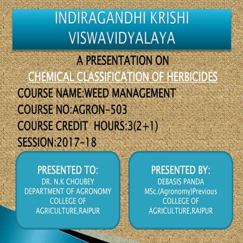 Chemical classification of herbicides | PPTX