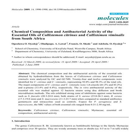 Chemical Composition And Antibacterial Activity Of The Pdf