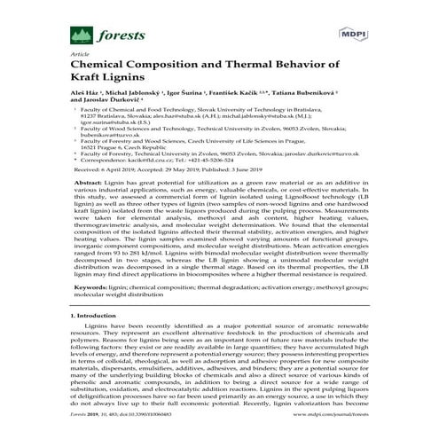 Chemical Composition and Thermal Behavior of Kraft Lignins | PDF