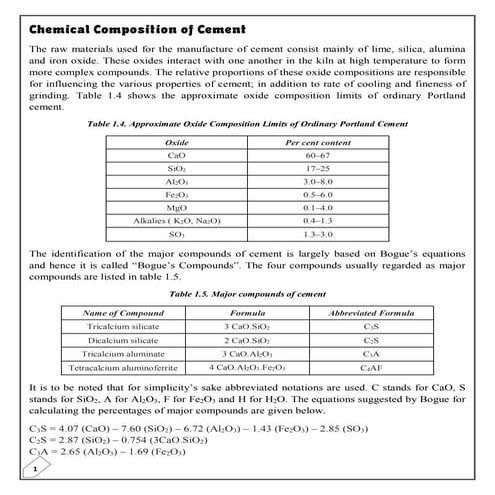 The chemical composition of cement | PDF