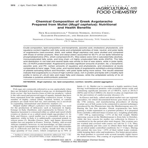 Chemical composition of greek mullet | PDF