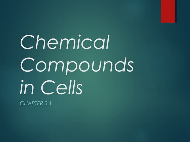 Chapter 4 chemical composition of the cell | PPTX