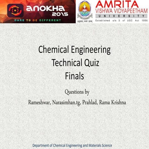Chemical engineering tech quiz-Finals | PPTX