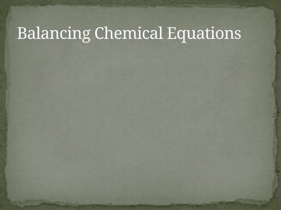 Balancing chemical equation | PPT