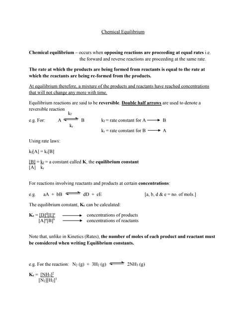 Chemical Equilibrium | PPT