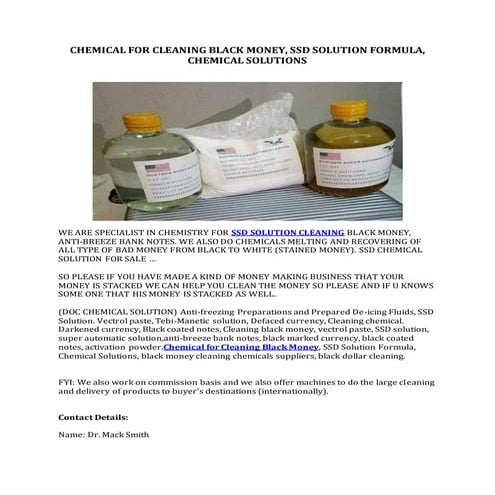 Chemical for cleaning black money, ssd solution formula, chemical ...