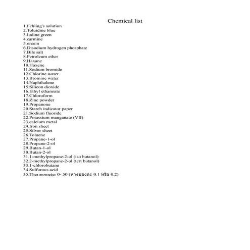 Chemical List | ODT