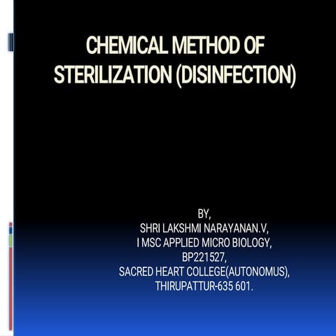 Chemical Method Of STERILIZATION (disinfection) | PDF