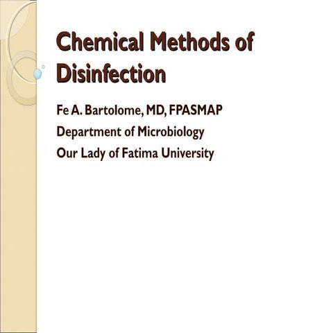 Chemical Methods Of Disinfection | PPT