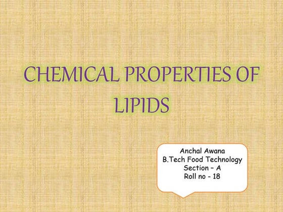 Analysis of lipids | PPTX | Chemistry | Science