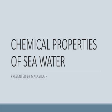 Comprehensive Analysis of the Chemical Properties of Sea Water and ...