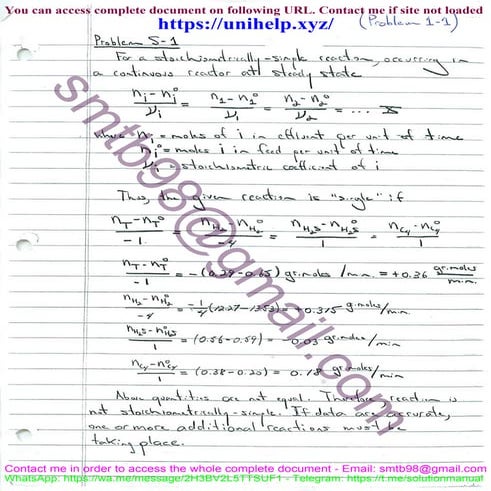 Answers to Problems from Chemical Reactions and Chemical Reactors by George Roberts | PDF