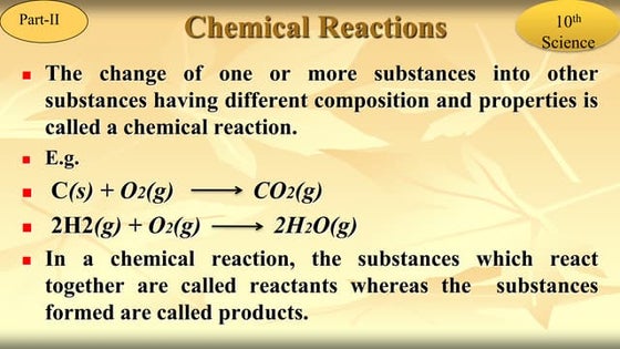 Chemical Reactions (Class-10) | PPTX | Chemistry | Science