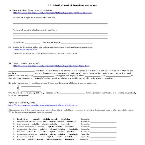 Chemical reaction webquest | DOCX