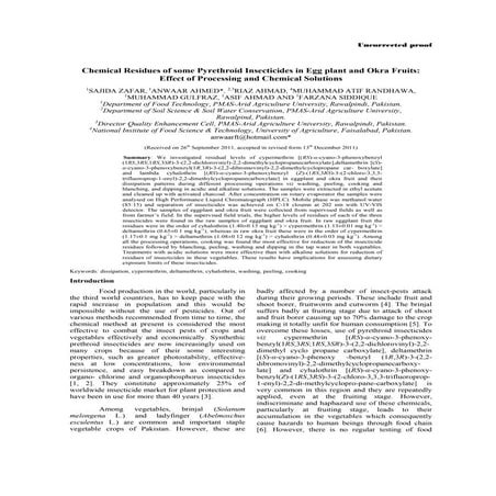 Chemical residues of some pyrethroid insecticides in egg plant and okra fruits | PDF ...