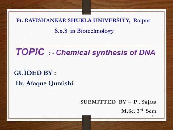 Oligo nucleotide synthesis | PPT