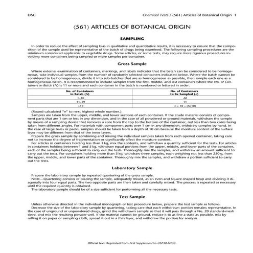 ARTICLES OF BOTANICAL ORIGIN METHODS OF ANALYSIS | PDF