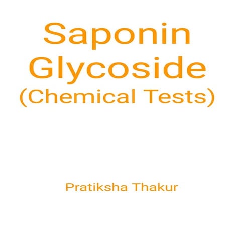 Chemical Tests of Saponin Glycosides | PDF