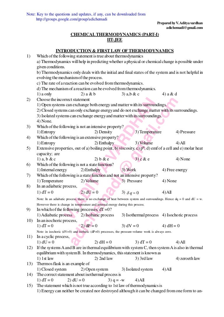 Chemical Thermodynamics Iit Part1