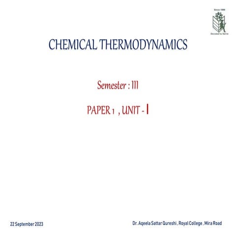 Chemical Thermodynamics II | PPTX