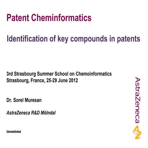 Patent Cheminformatics: Identification of key compounds in patents | PDF