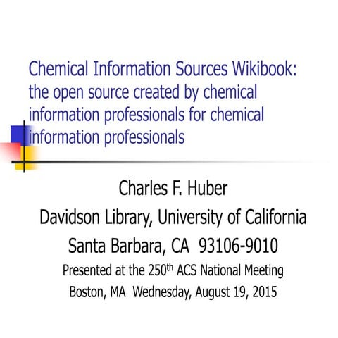 Chemical Information Sources Wikibook | PPTX