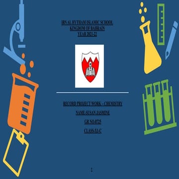 chemistry sample project work class 11 | PDF