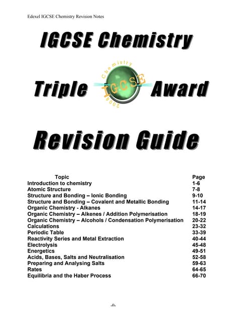 IGCSE Chemistry Revision Notes | PDF